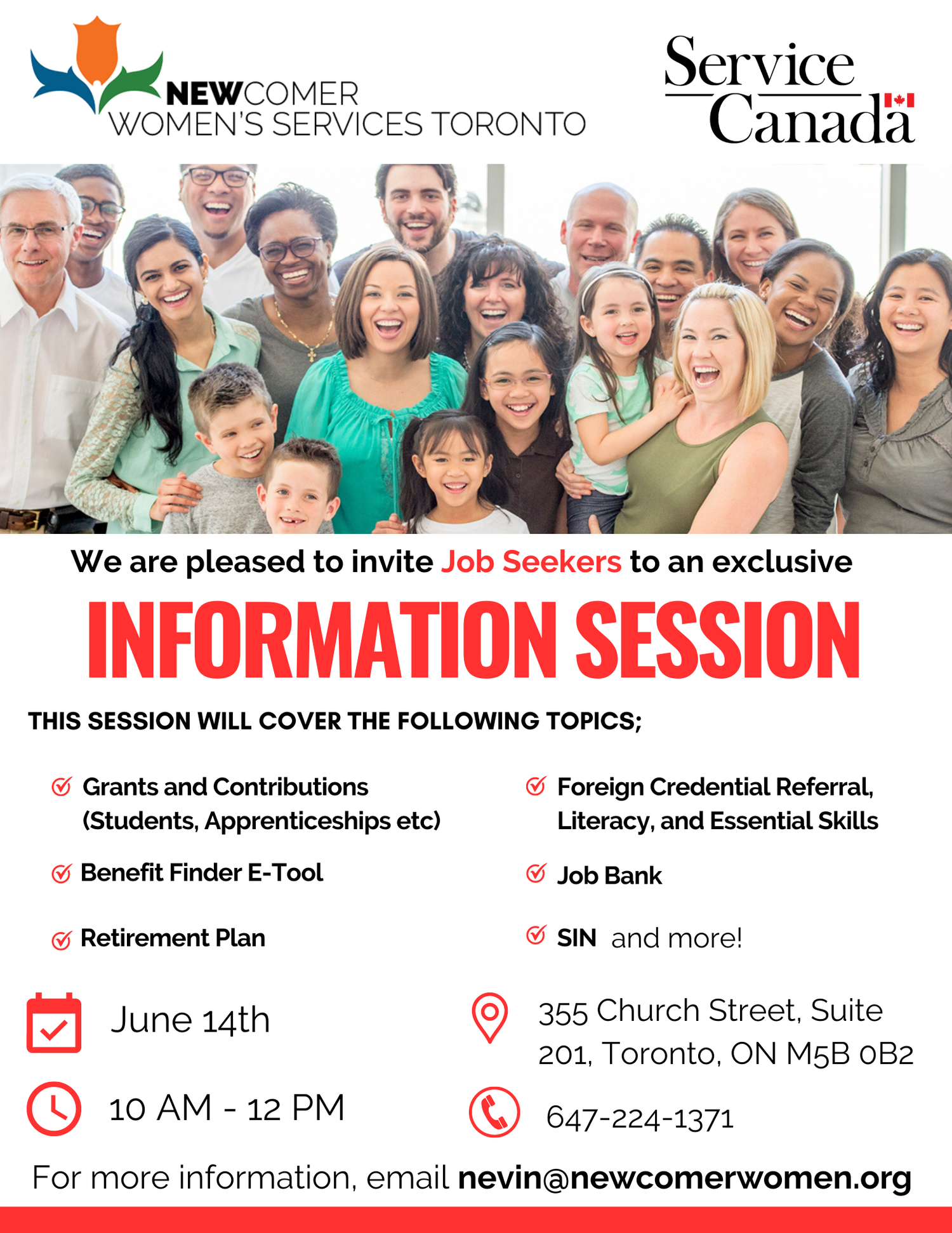 Service Canada Information Session — Newcomer Women's Services
