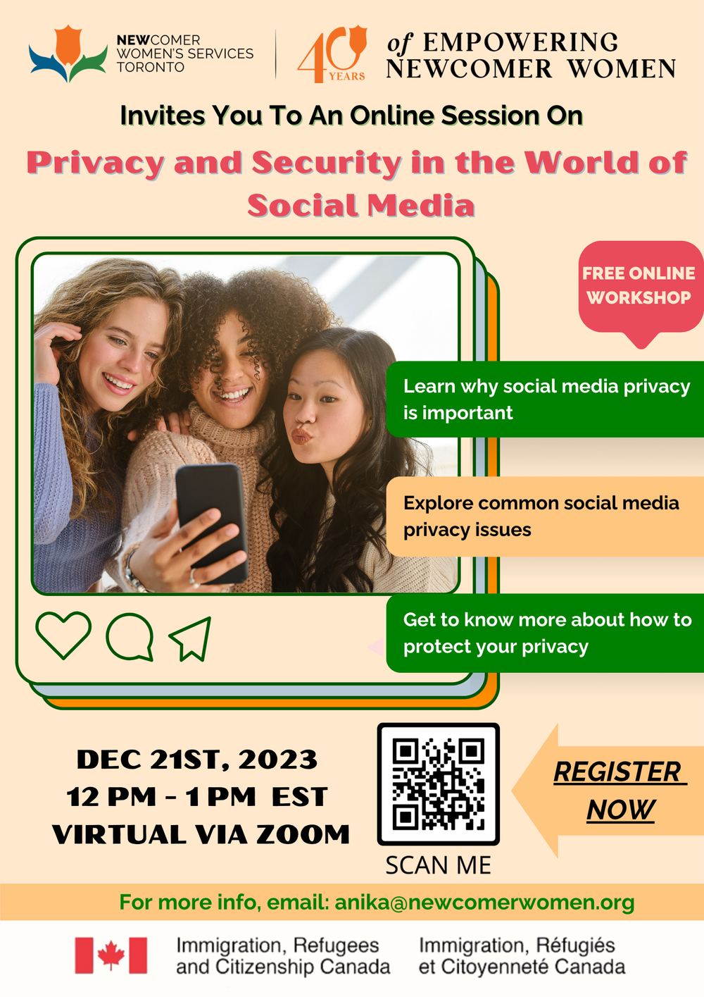 Privacy and Security on Social Media Online Workshop — Newcomer Women's ...