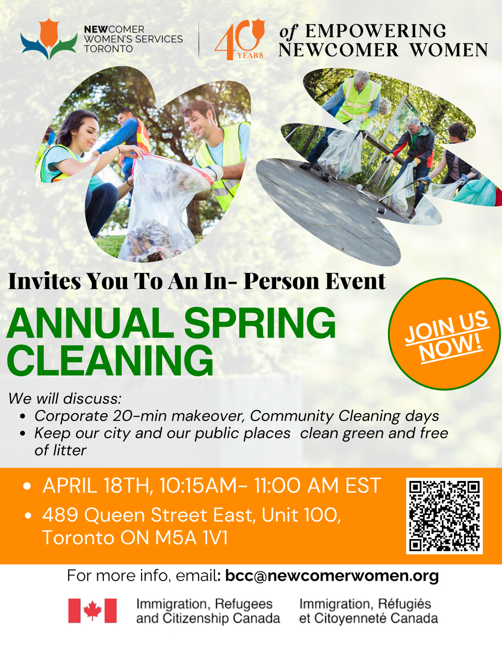 In- Person Annual Spring Cleaning Event — Newcomer Women's Services