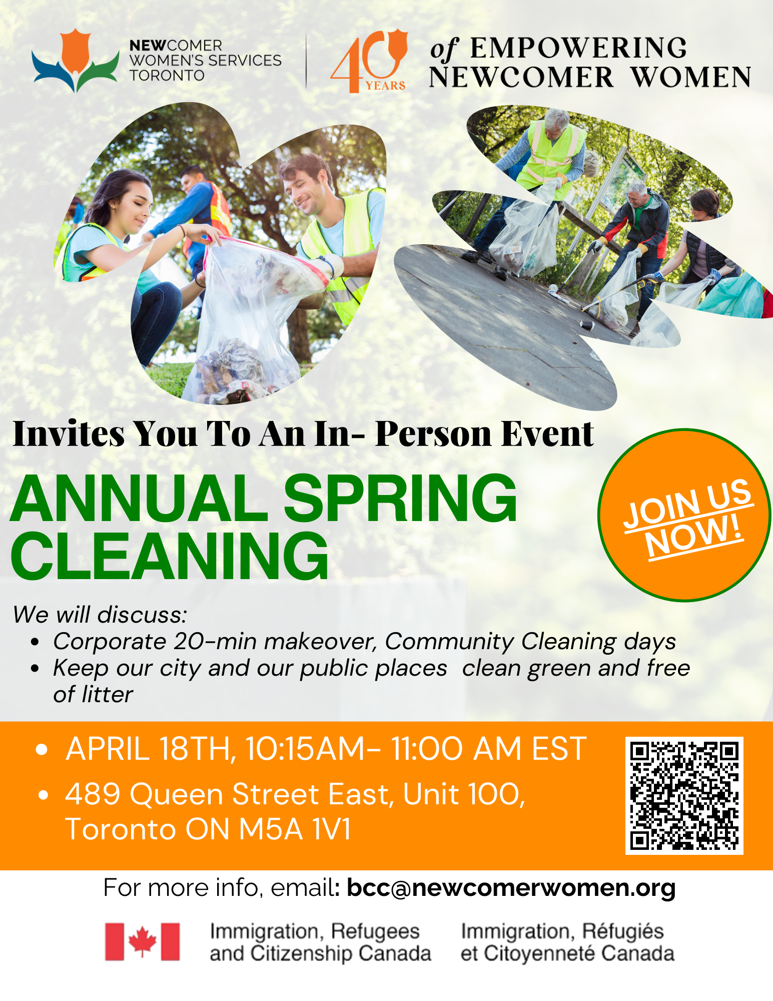 In- Person Annual Spring Cleaning Event — Newcomer Women's Services