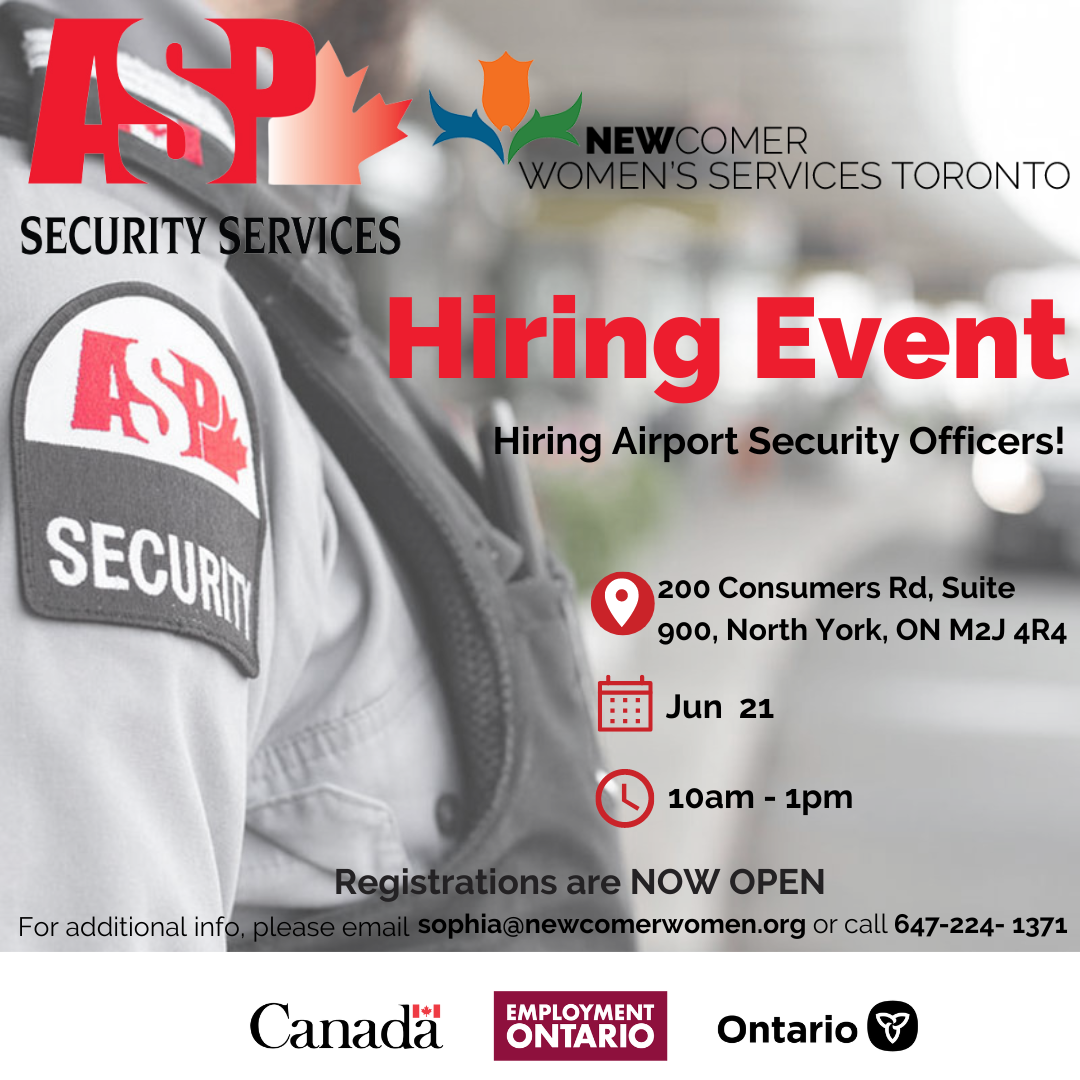ASP Airport Security Hiring Event — Newcomer Women's Services