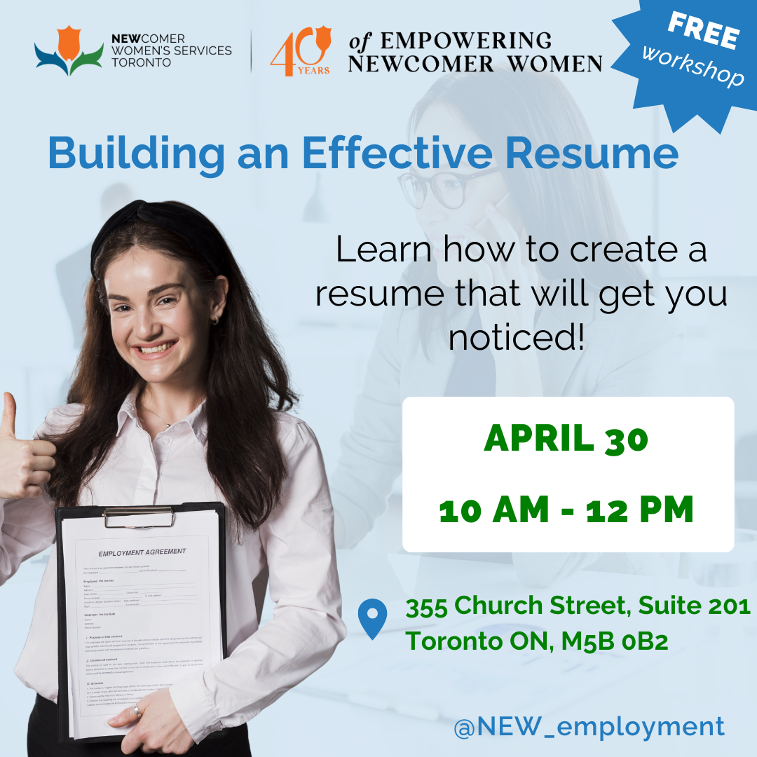 Building An Effective Resume Workshop — Newcomer Women's Services