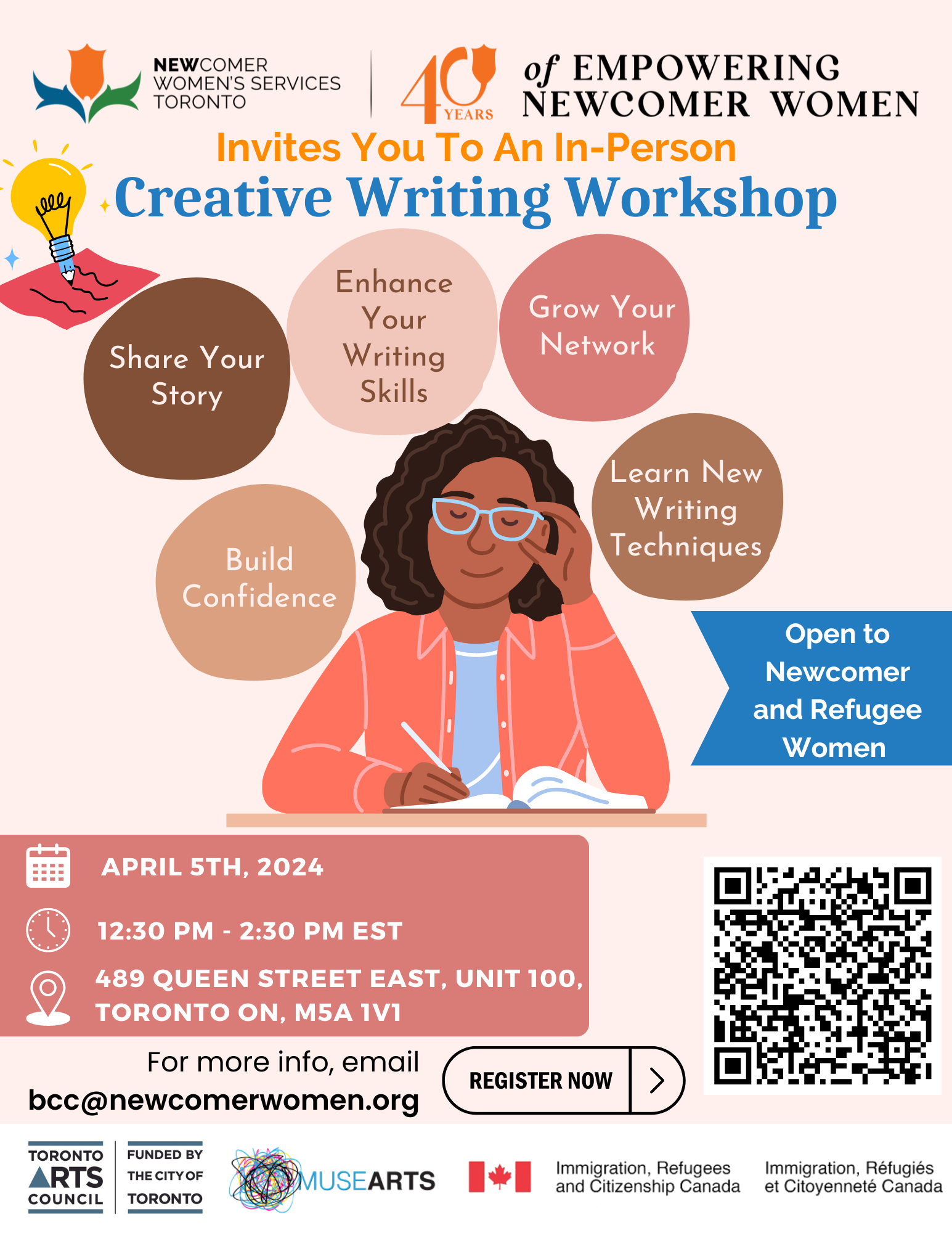 Creative Writing In- person Workshop — Newcomer Women's Services