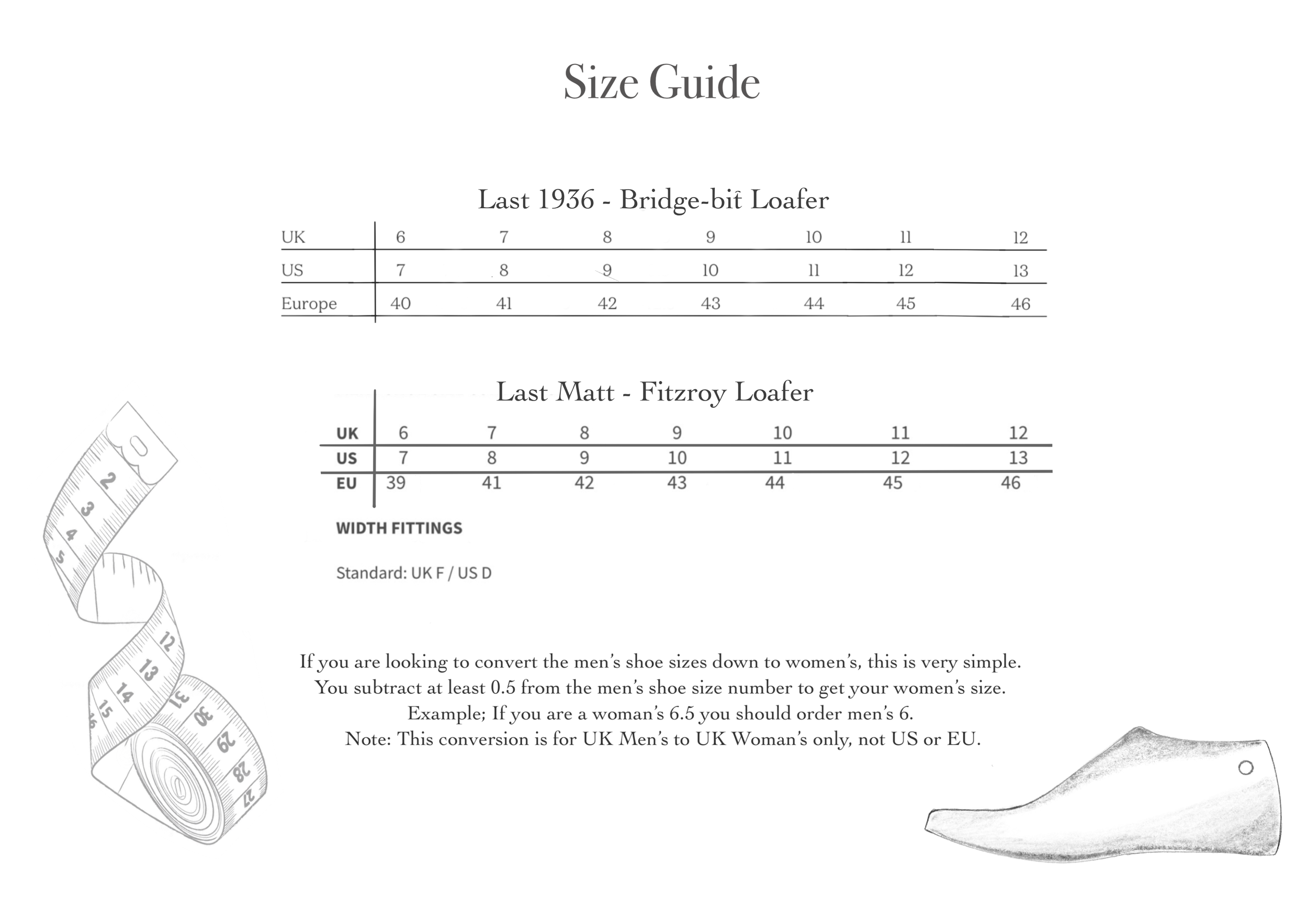 Sizing Guide - Ross Oliver - Handmade Vegan Shoes