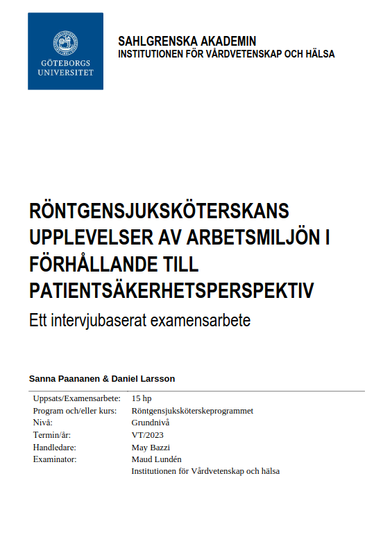 Examensarbeten 2023 — Svensk förening för röntgensjuksköterskor