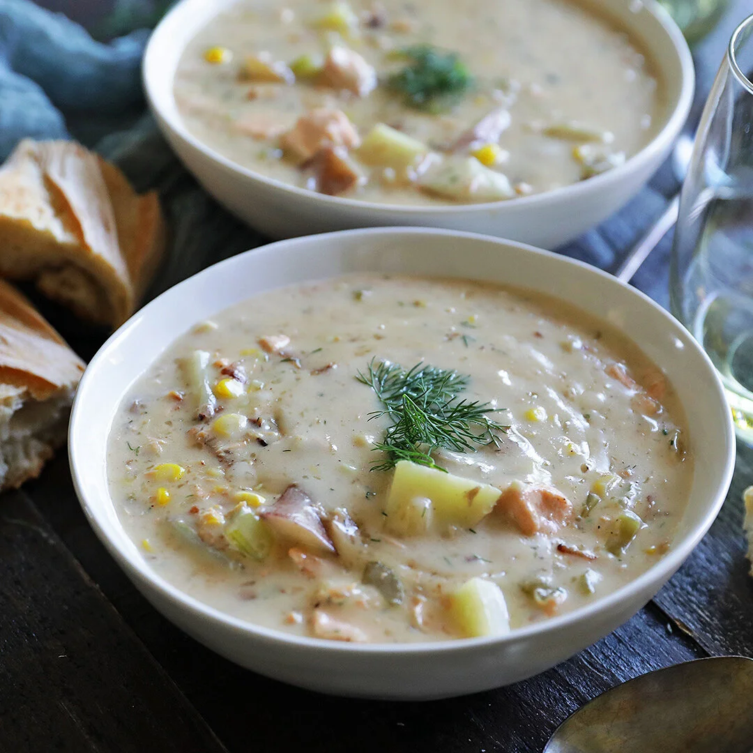 Creamy Salmon Bacon Chowder — Kvaroy Arctic