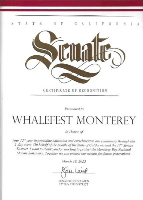 Recognition | Celebrate Marine Achievements — Whalefest Monterey