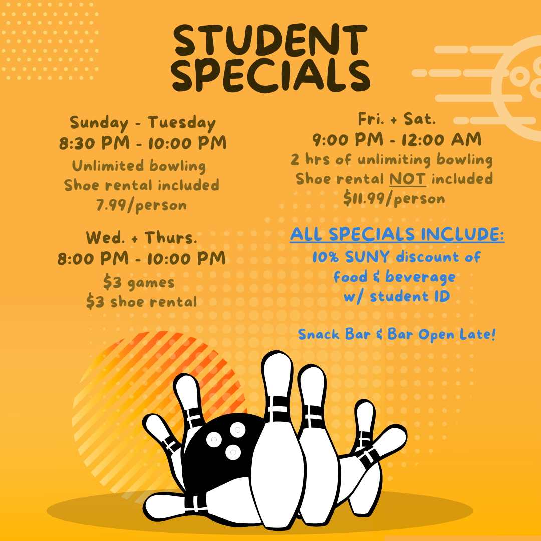 suny student specials — Lighthouse Lanes