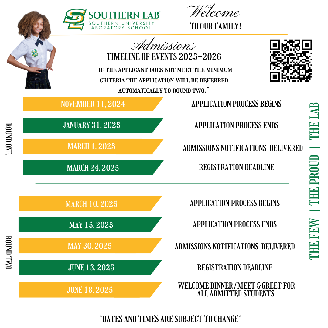 Admissions Timeline — Southern University Lab School
