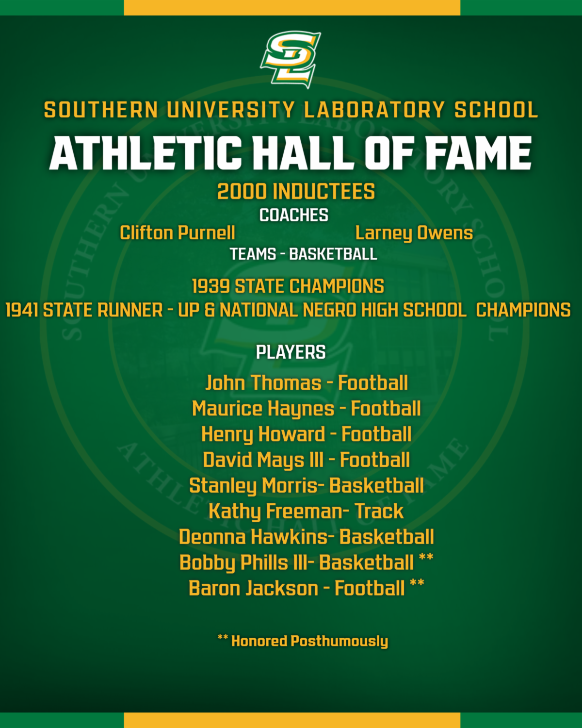 Hall of Fame — Southern University Lab School