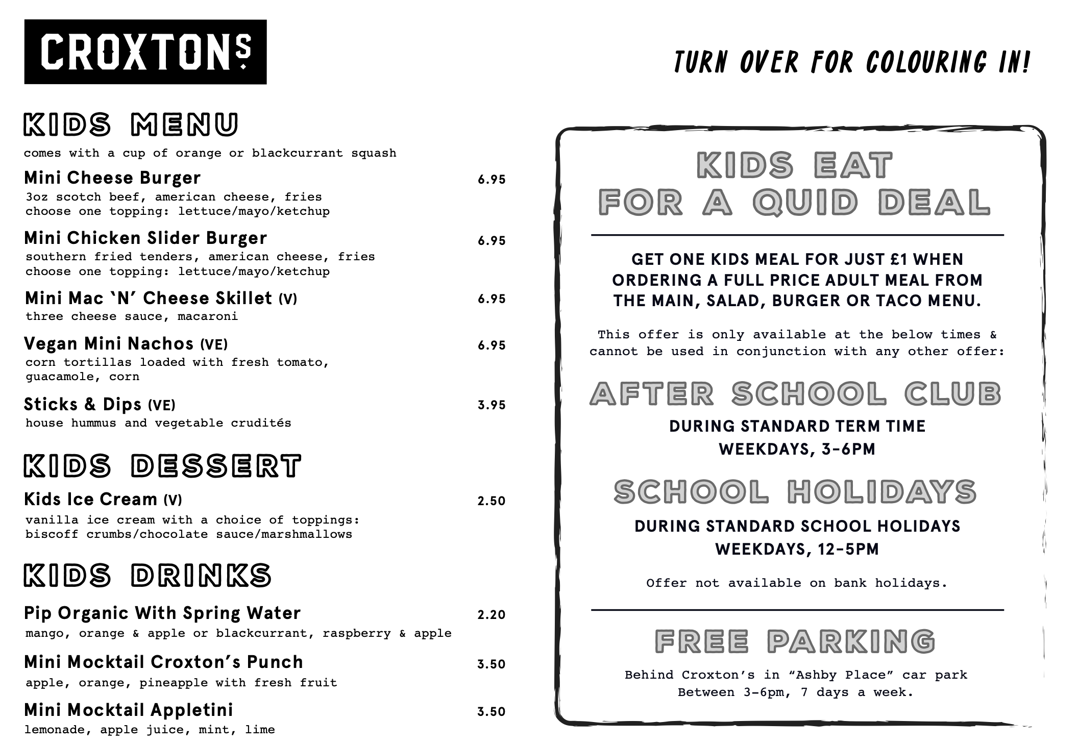 Menus — Croxton's Kitchen & Tap House