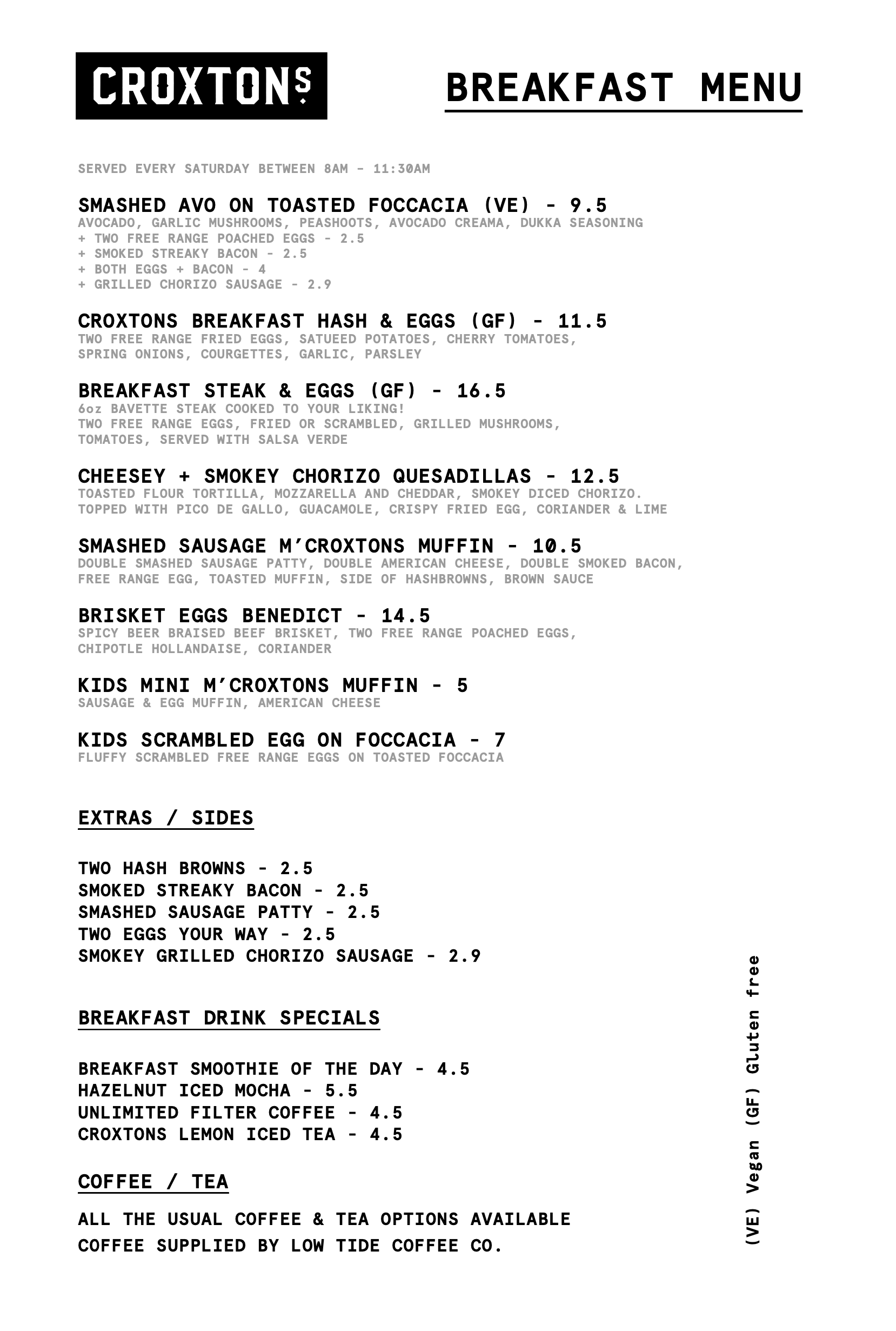 Menus — Croxton's Kitchen & Tap House