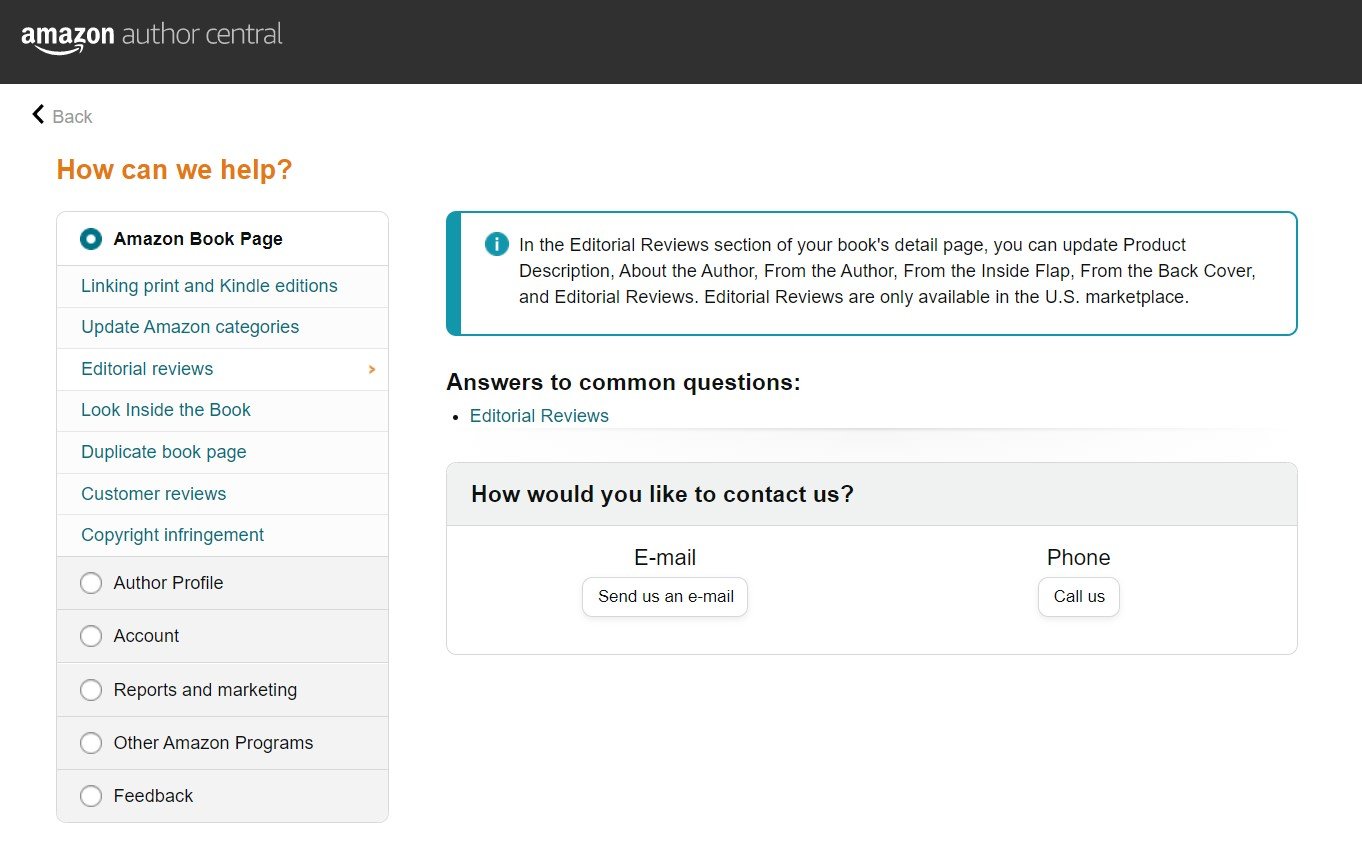 Adding Amazon Editorial Reviews in Author Central