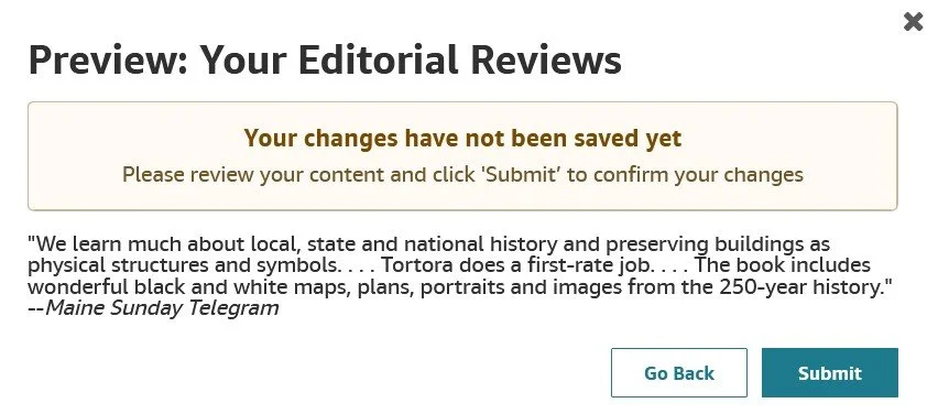 Adding Amazon Editorial Reviews in Author Central