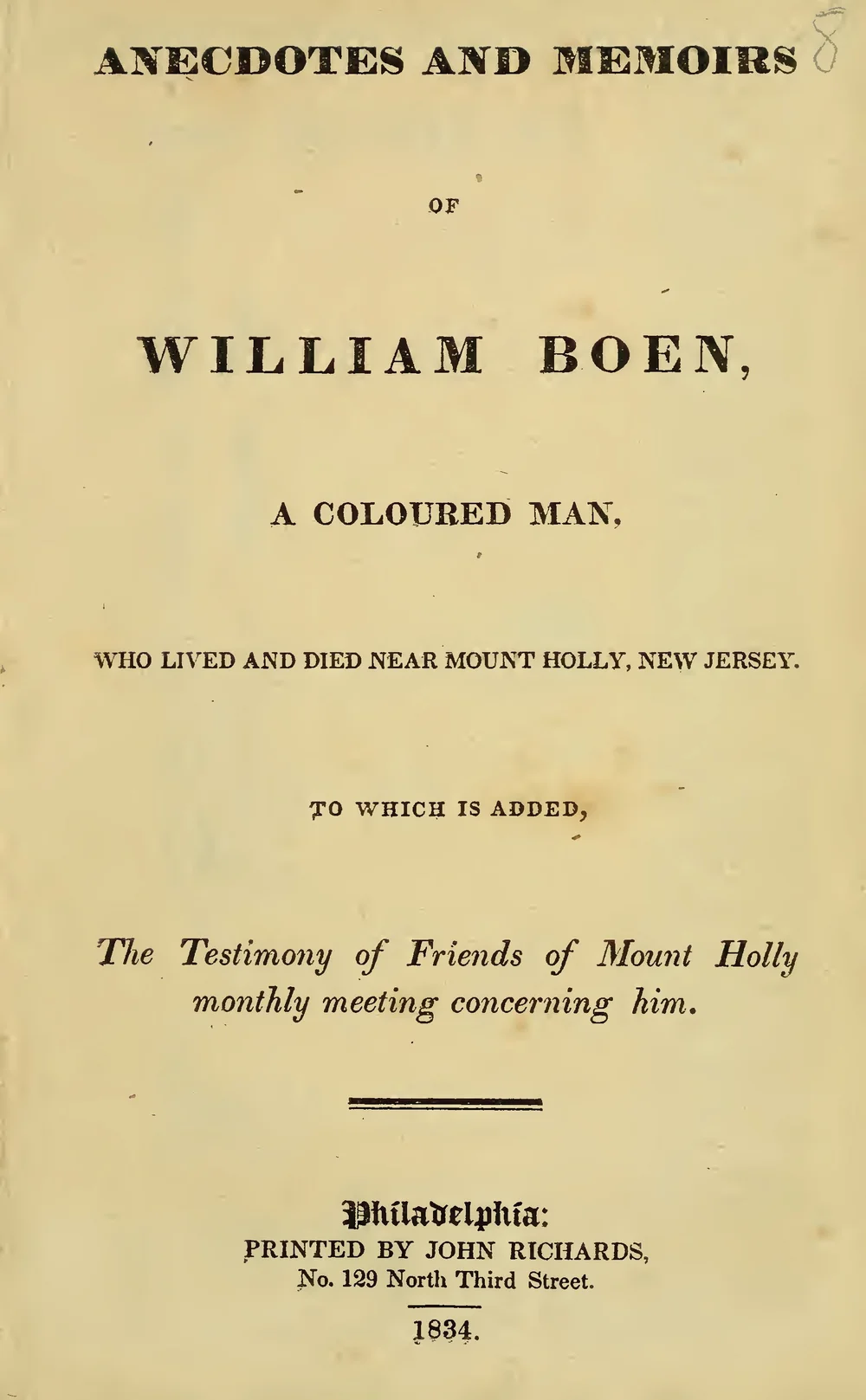 Abolition in the Archives 5-William Boen — Bowne House