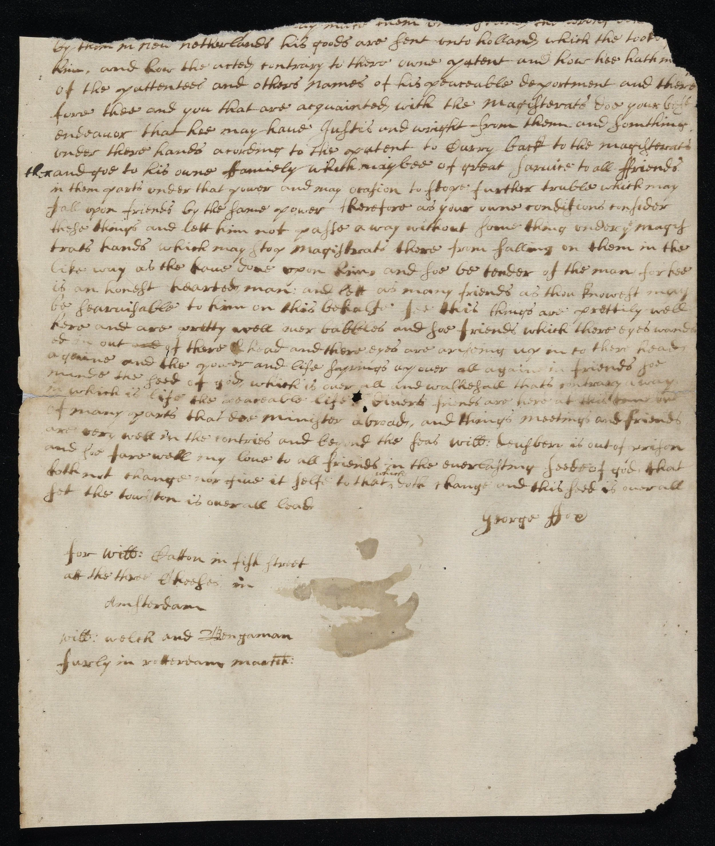 John Bowne's Petition to the Dutch West India Co. — Bowne House