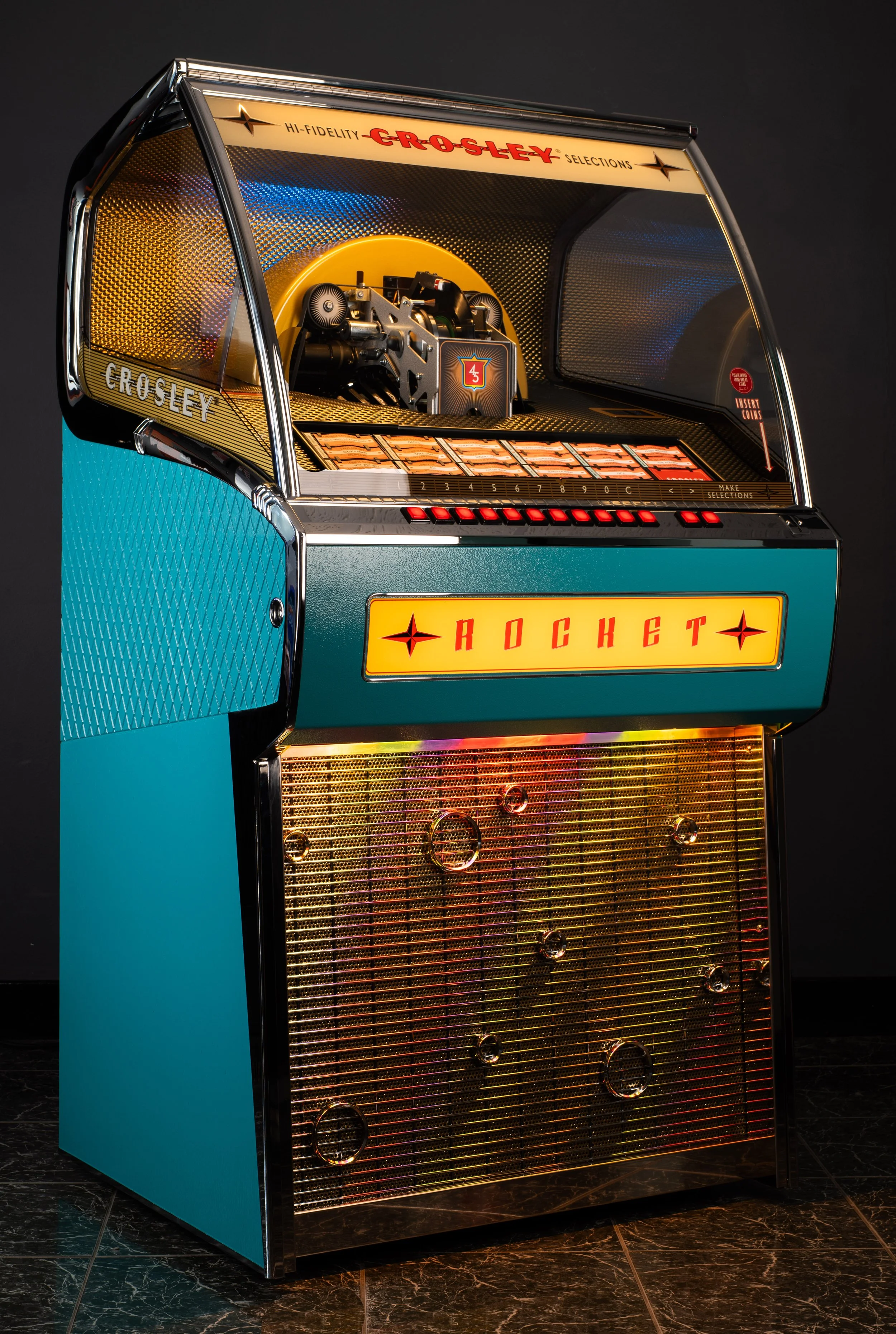 Vinyl Rocket Full-Size Jukebox - Turquoise — Amplify Your Style