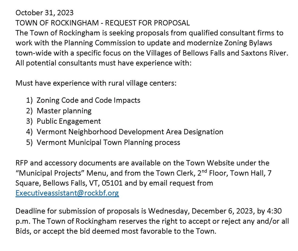 Public Notices — Town of Rockingham