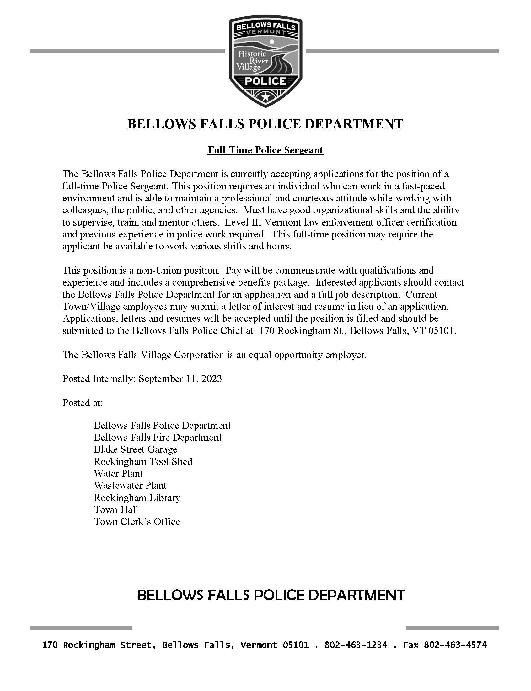 Look for Employment — Town of Rockingham