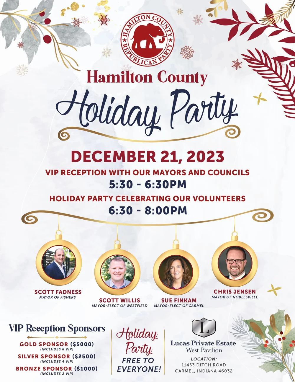 GOP Holiday Party & VIP Reception — Hamilton County Republican Party