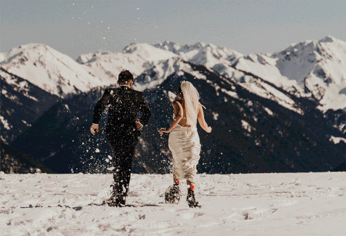 Adventurous Winter Canoe + Snowshoe Elopement at Olympic