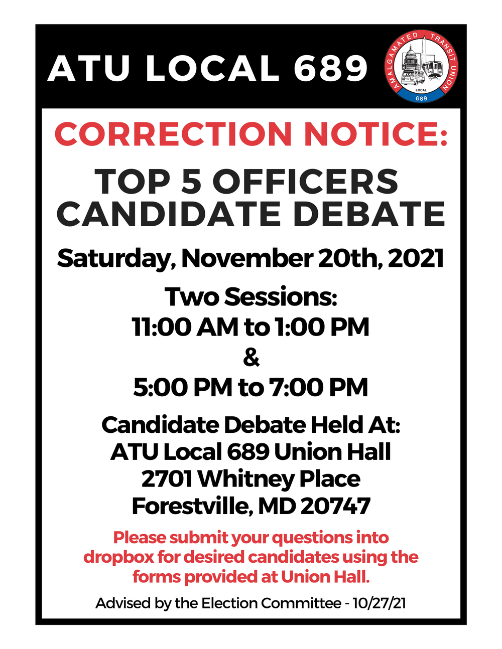 Union Elections — ATU Local 689