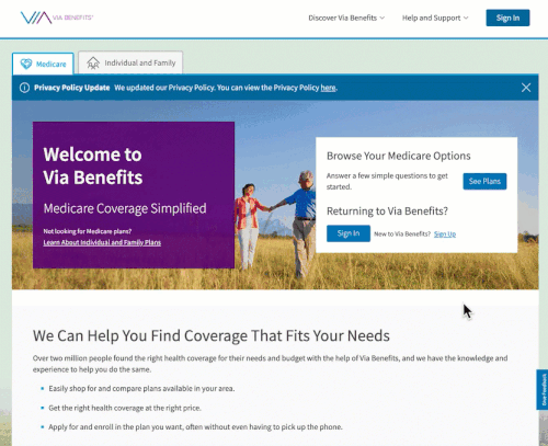 Signing In to Via Benefits on the Website — Health Coverage Simplified