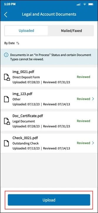 Uploading Legal and Account Documents via the Mobile App — Health ...