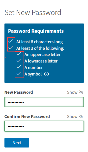 Password Requirements — Health Coverage Simplified