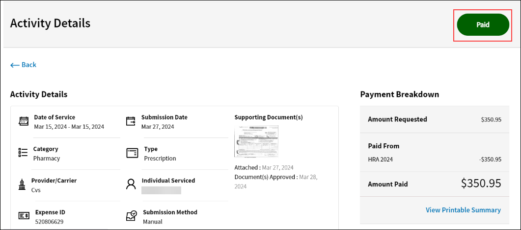 Checking the Status of Your Reimbursement Request Examples — Health ...