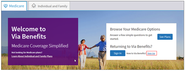Signing Up with Via Benefits on the Website — Health Coverage Simplified