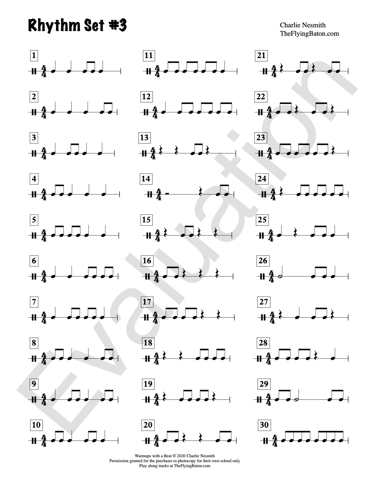 Warmups with a Beat Fundamentals Packets for young band — The Flying Baton