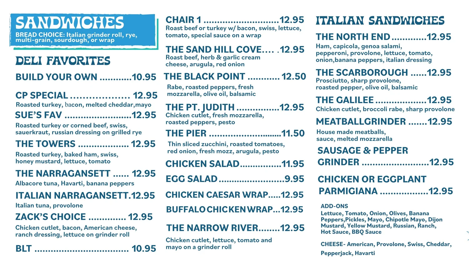 MENU — Surfside Deli