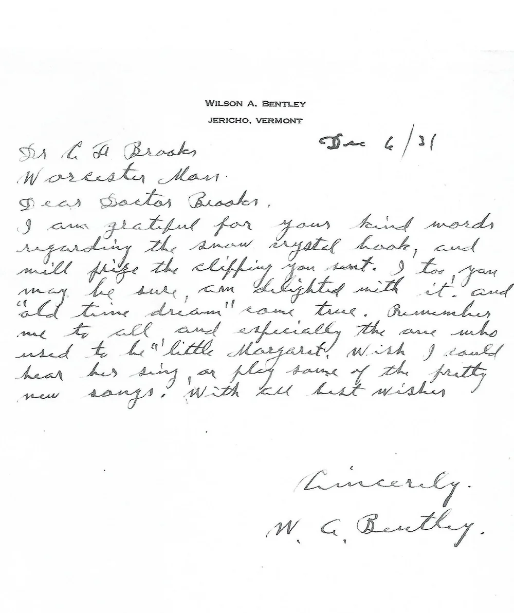 “Snowflake” Bentley Photo and Letter Discovered — Snowflake Bentley