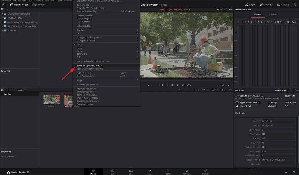 How To Use Optimized Media in DaVinci Resolve