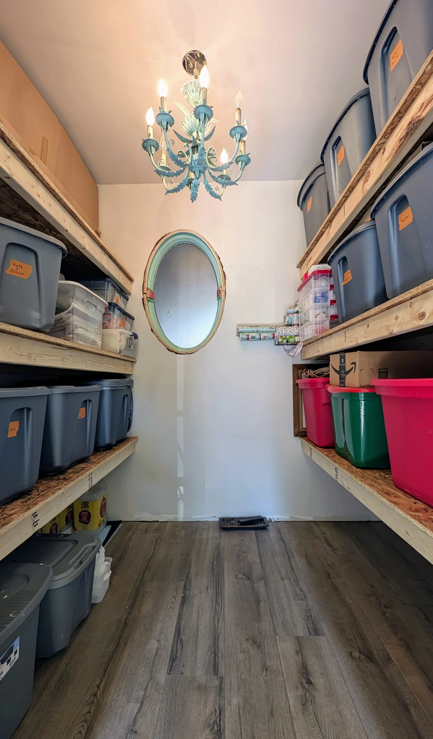 Storage Closet With DIY Floating Shelves — Olive & June Home: DIY ...