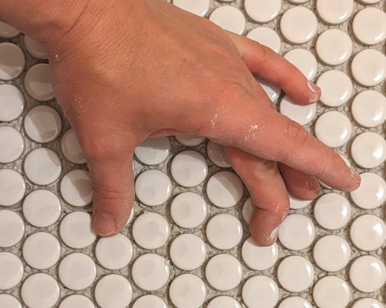 My Top Tips for Installing Penny Tile — Olive & June Home: Bold ...