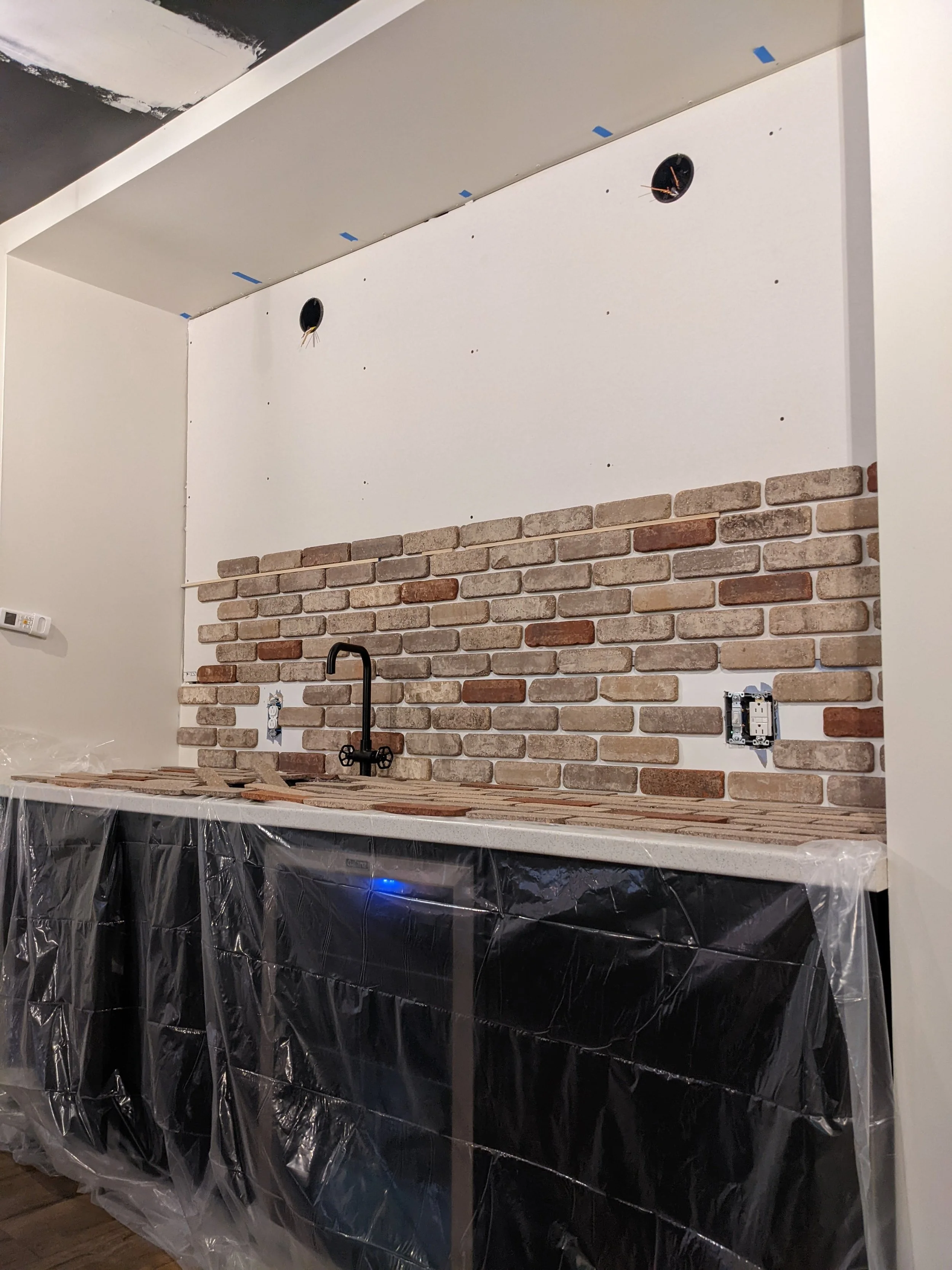 How to Hang Shelves on Tile Backsplash — Olive & June Home: Bold ...