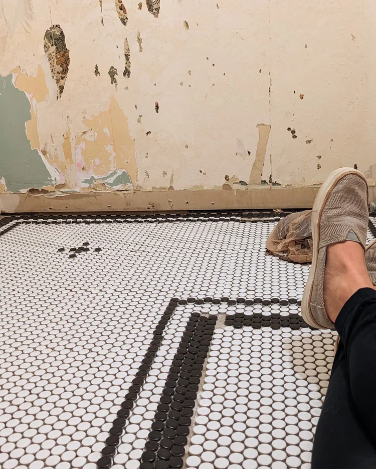 My Top Tips for Installing Penny Tile — Olive & June Home: Bold ...