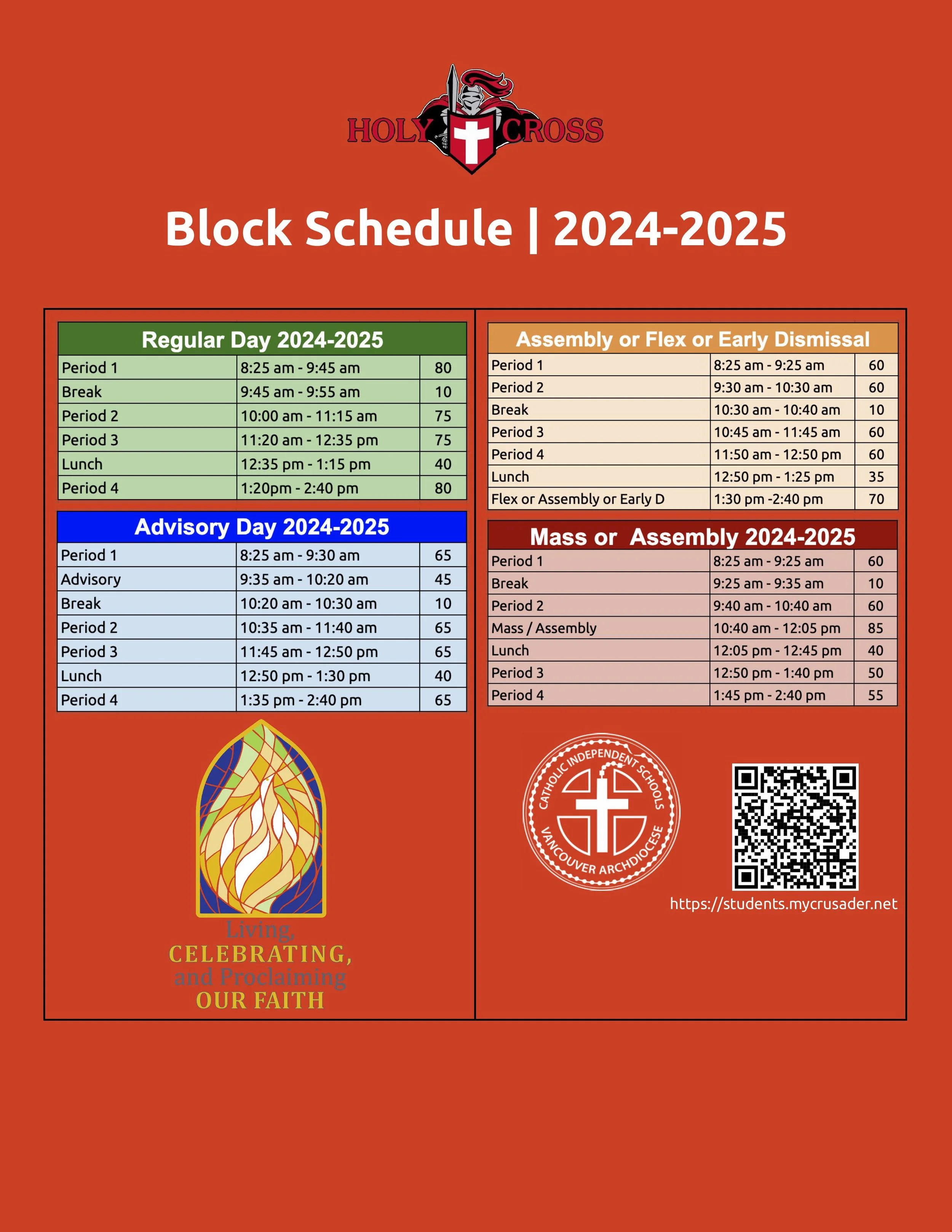 Daily Class Schedule — Holy Cross Regional High School