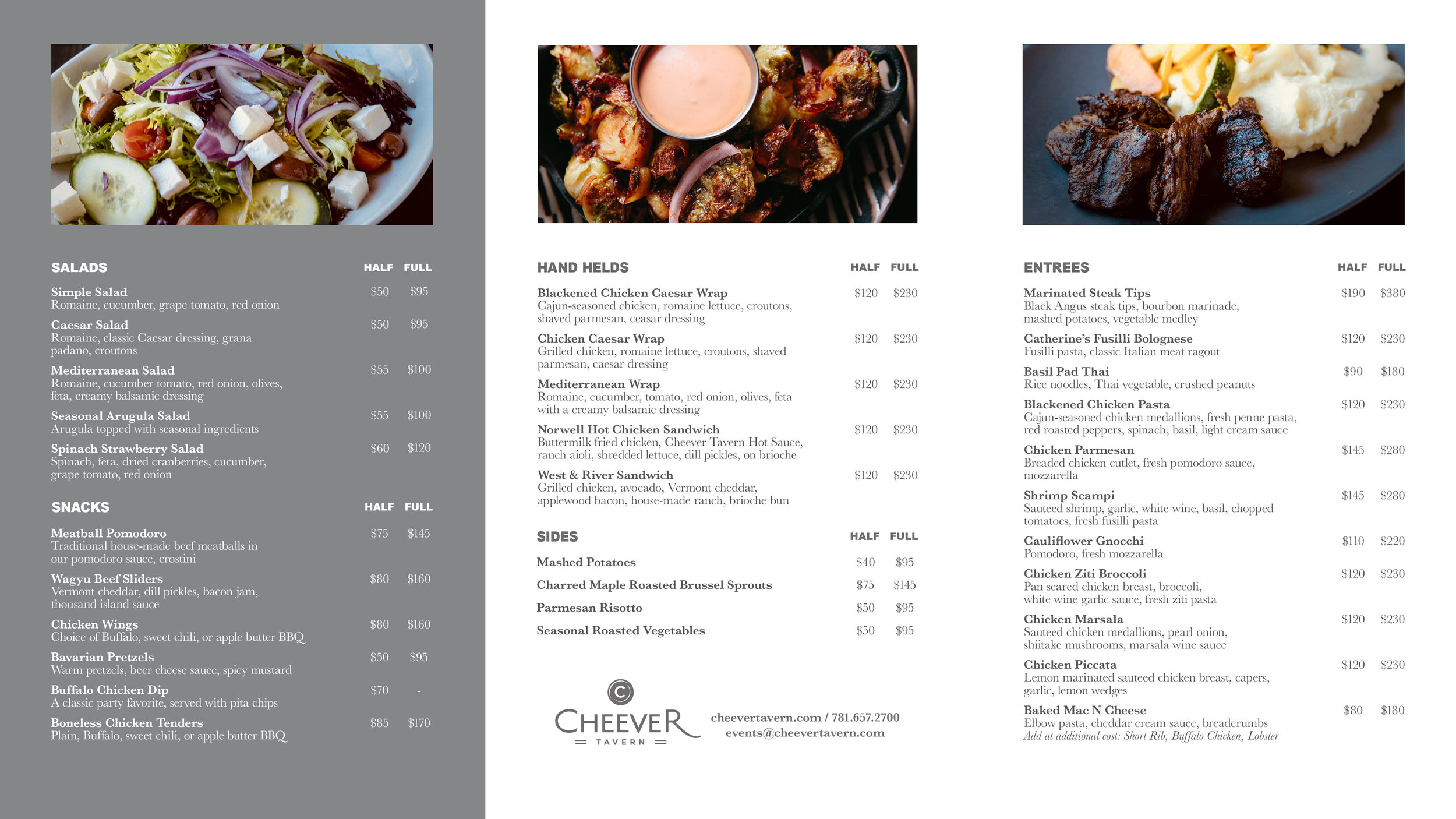 CHEEVER TAVERN NORWELL RESTAURANT–Catering Menu
