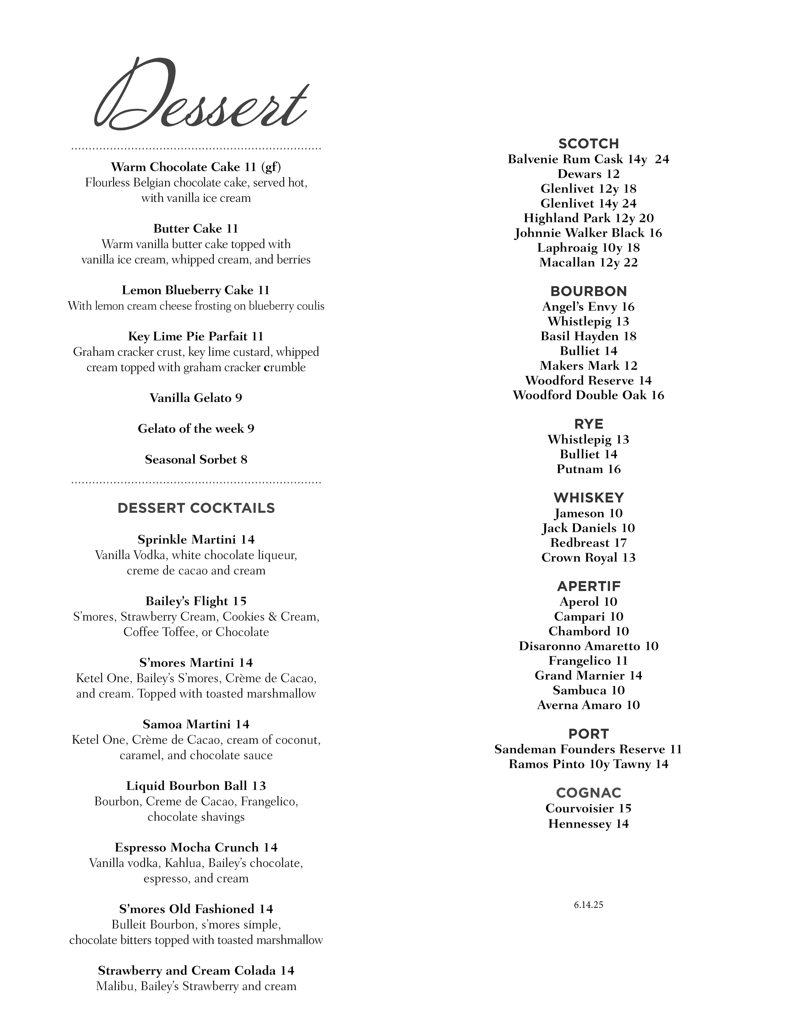 CHEEVER TAVERN NORWELL RESTAURANT–Desserts