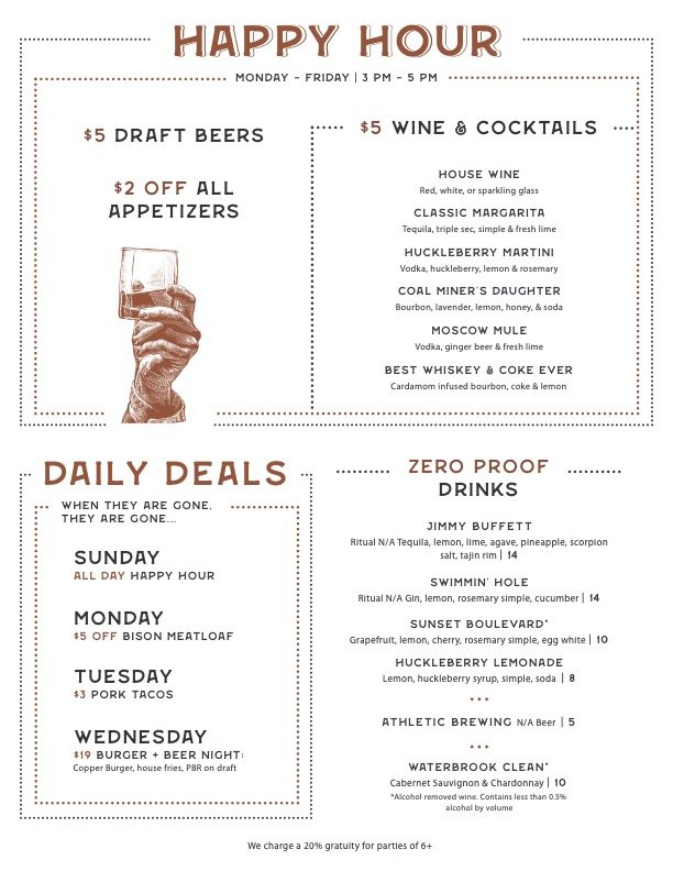 Menu Page — Copper | Restaurant and Whiskey Bar