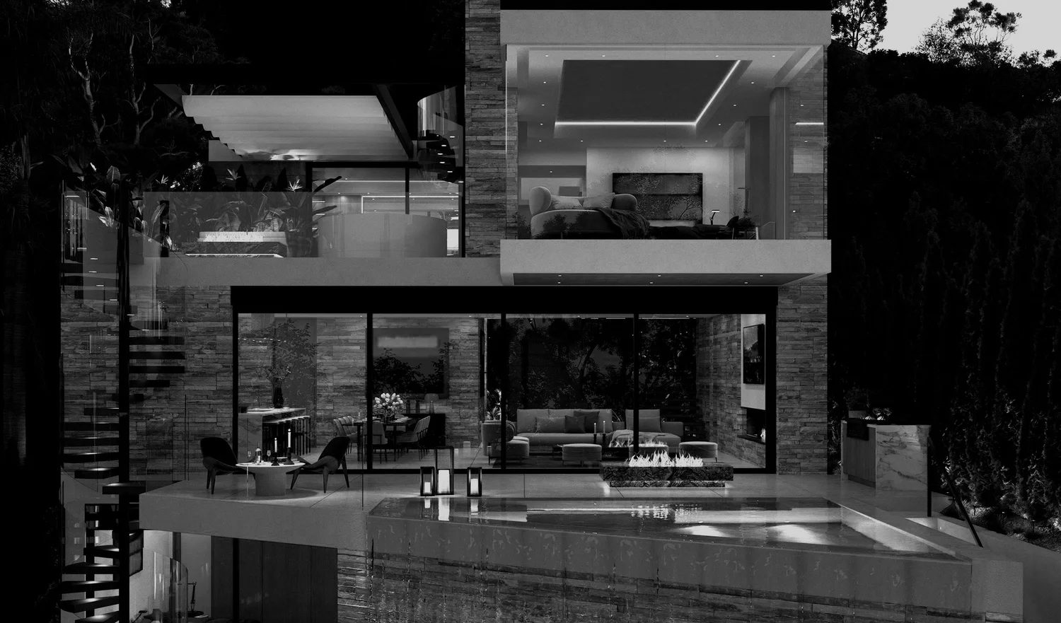 hedges, a modern hollywood hills home with luxury pool terrace & fire ...