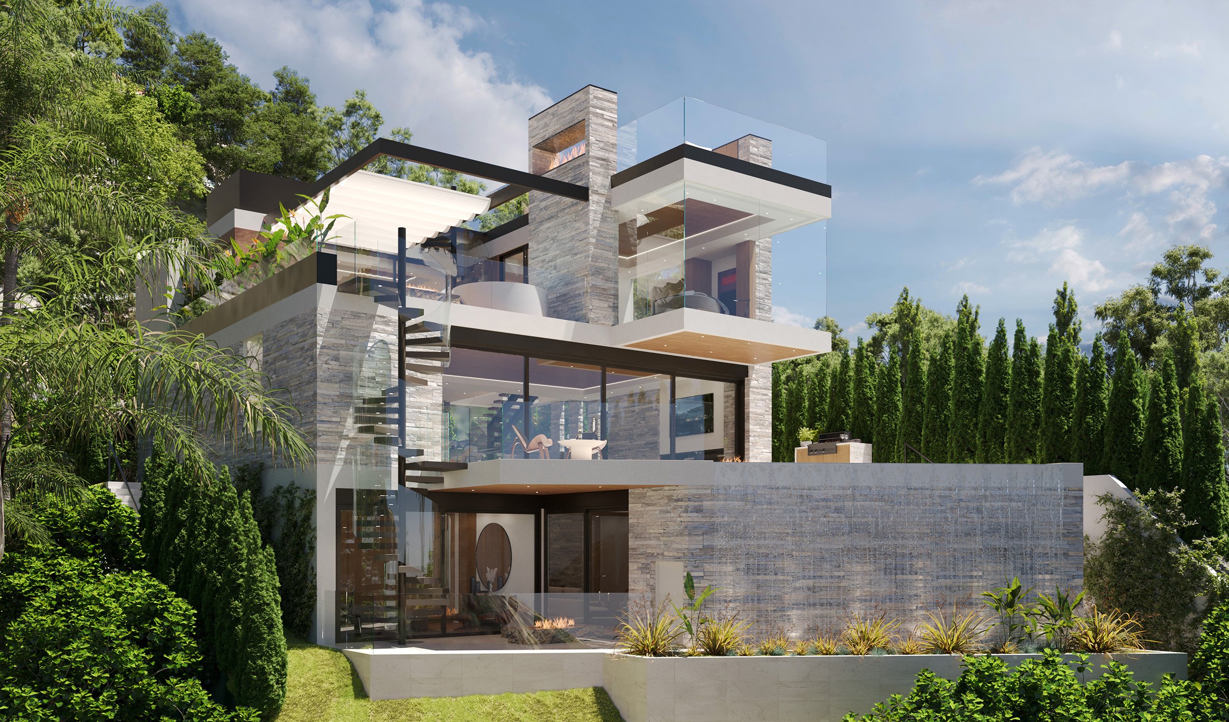 hedges, a modern hollywood hills home with luxury pool terrace & fire ...