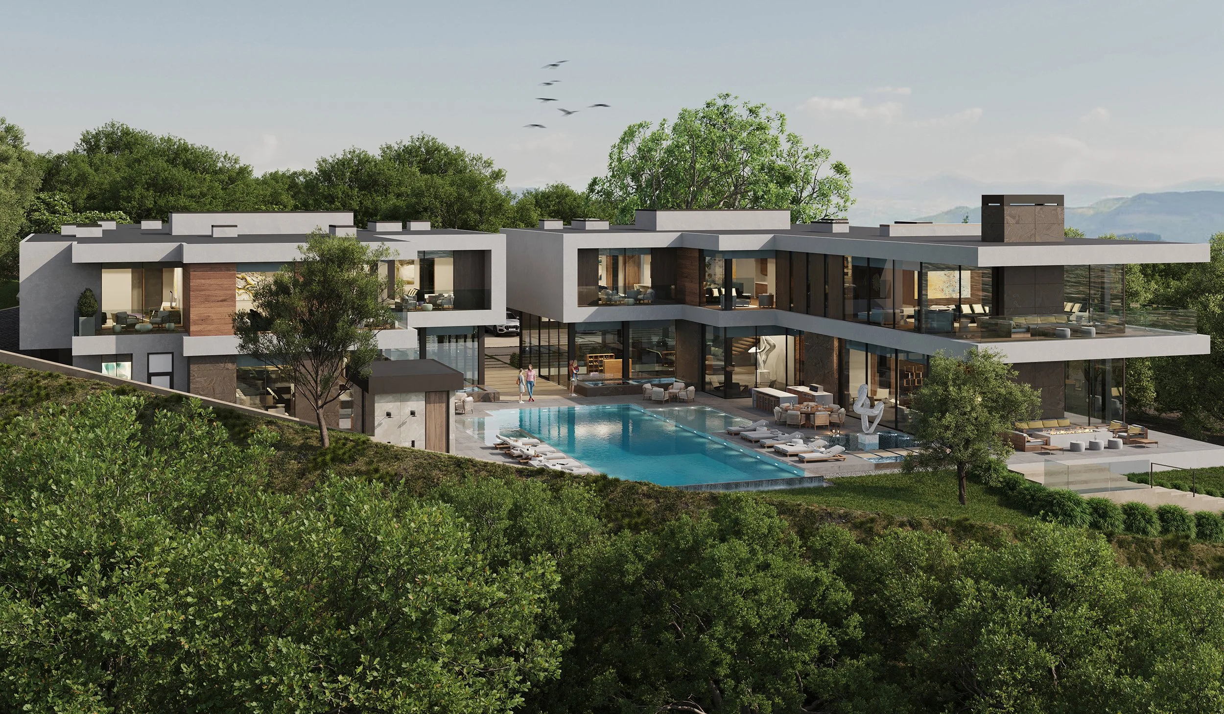 pasadena, a modern mansion with resort style pool terrace for luxury ...