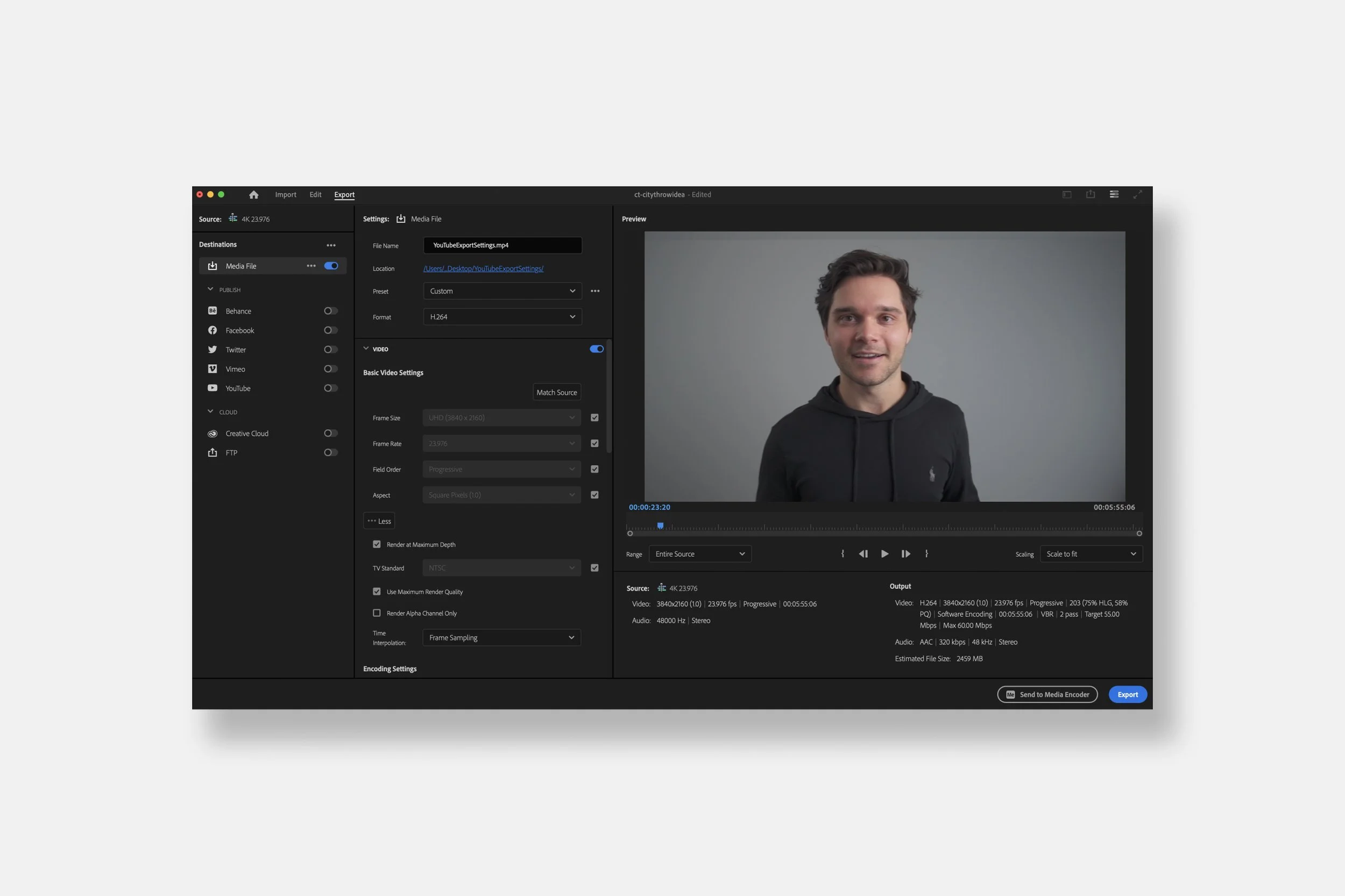 The Best Premiere Pro Export Settings for YouTube | wesjones.co