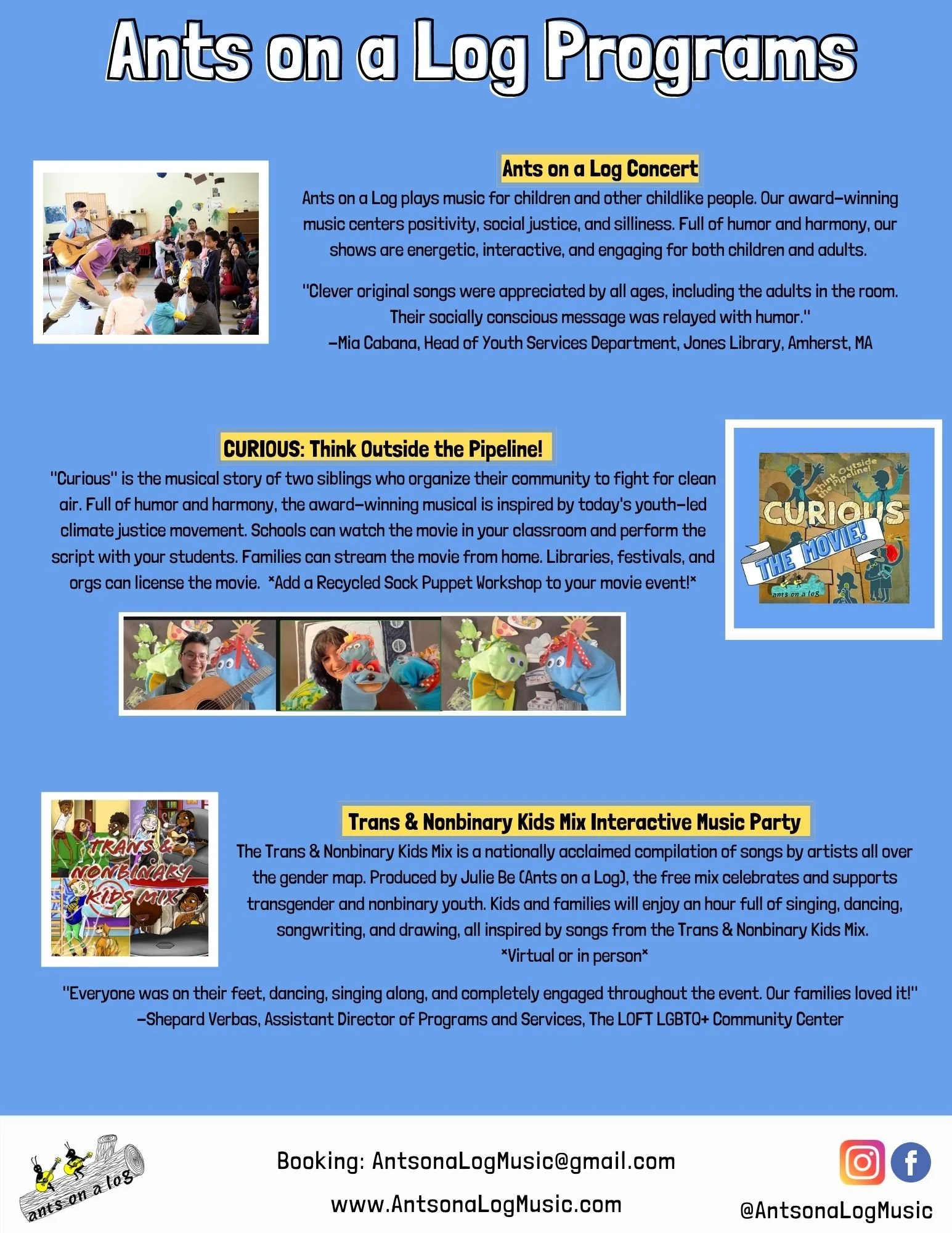 Programs — Ants on a Log Music