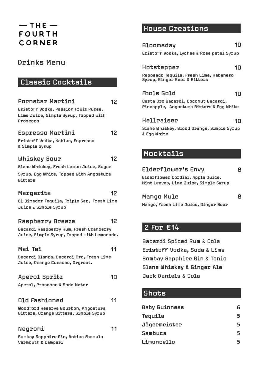 MENU — fourthcorner