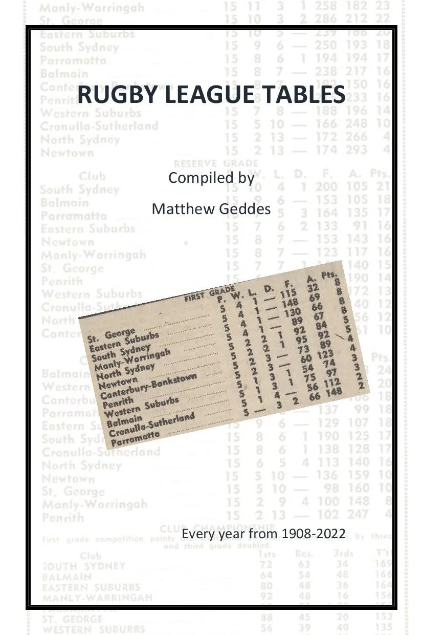 Rugby League Tables — Parallel Partners Books